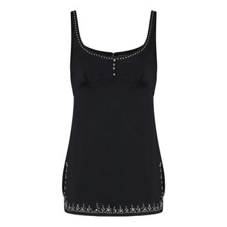 Paco Rabanne Schwarzes &auml;rmelloses Top mit Stickerei - - Tops - Damen - Schwarzk - XS
