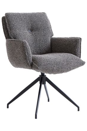 Novel Armlehnstuhl, Schwarz, Dunkelgrau, Metall, Textil, Drehkreuz, 66x89x69 cm, Sitzfl&auml;che 360&deg; drehbar, automatische R&uuml;ckholfunktion, Esszimmer, St&uuml;hle, E