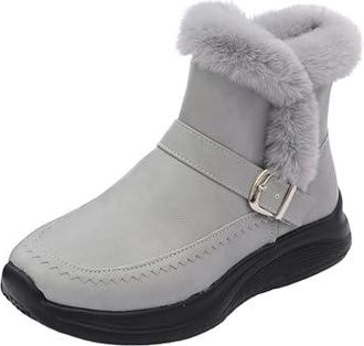 Generic Bottes dhiver chaudes pour femme avec doublure en fausse fourrure - Style d&eacute;contract&eacute; - Bout rond - Fermeture &eacute;clair lat&eacute;rale - Talon plat - Antid&eacute;rap