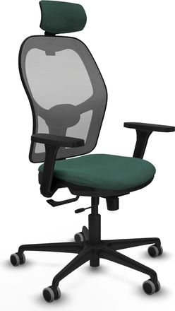 Piqueras y Crespo Ergonomischer Chorquera Stuhl mit 3D-Armen, h&ouml;henverstellbare Lendenwirbelst&uuml;tze und Kopfteil, h&ouml;henverstellbar und neigbar, Grau/Flaschengr&uuml;n