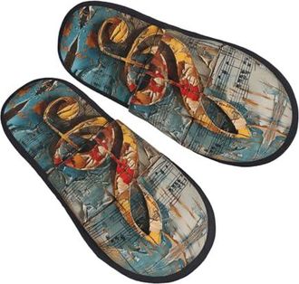 Generic Pantoufle Impression De Notes De Musique Chausson Maison Chauds Chaussons Pour Chambre Femme Unisex M