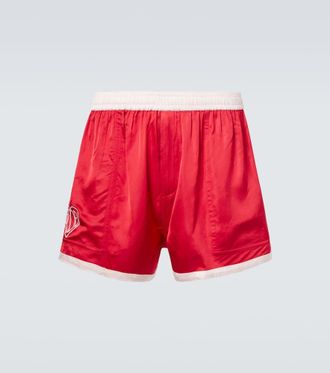 Bode Short Heart Deco brodé en satin