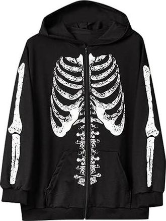 Generic Sweat a Capuche Homme Hooded Sweatshirt Sweats &agrave; Capuche Homme Mode de Rue Automne et Hiver, Style Sombre Imprim&eacute; avec Fermeture &Eacute;clair, Cardigan en F