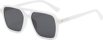 Generic Lunettes De Soleil Carr&eacute;es &Agrave; Grande Monture For Femmes, Style Streetwear, For Hommes, Id&eacute;ales For Les Activit&eacute;s De Plein Air.(White)