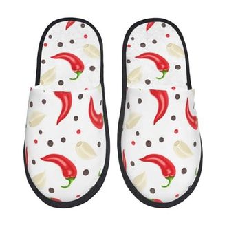 Generic Pantoufles Piment Ail Peluche Slippers Lavables Chaussons DInt&eacute;rieur Pour Chambre Voyage Automne L