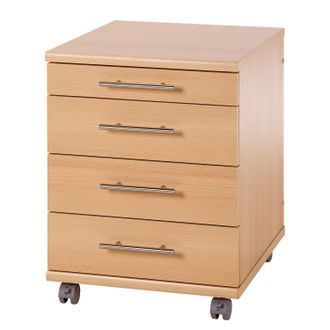 Furnitive home24 Rollcontainer Yacolt 42 x 57 x 50cm Braun/Buche Dekor