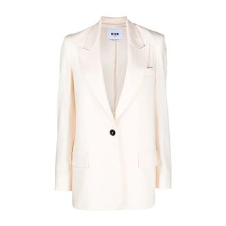 Msgm Einreihiger Blazer aus Viskose - - Jackets - Damen - Beige - L