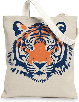 Generic Sacs fourre-tout en toile avec imprimé danimaux sauvages, sacs dépicerie réutilisables, décontractés, légers et lavables pour salle de sport, beige, 1