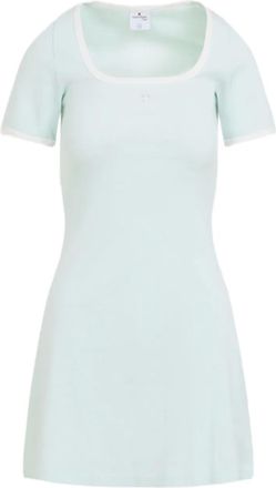 Courrèges Kleid mit eckigem Ausschnitt - Blau