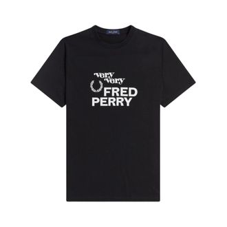 Fred Perry Bedrucktes T-Shirt - - Tops - Herren - Schwarzk - L