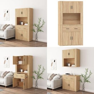 vidaXL Highboard Sonoma-Eiche Holzwerkstoff - Sideboard - Hochschrank - Wohnzimmermöbel - Eiche Dekor - Holzwerkstoff - Home & Living