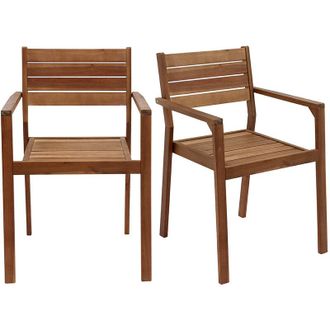 Miliboo Gartensessel stapelbar aus massivem Akazienholz 2er-Set CANOPEE