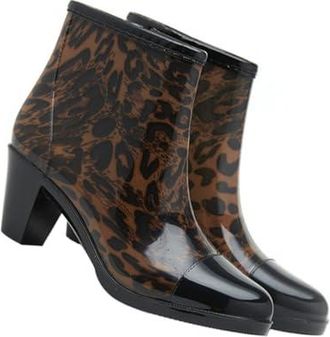 Frcolor Pluie Courtes Femme Talons Antidérapantes Imperméables PVC Confortables pour Protection