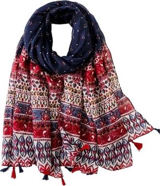 Generic &Eacute;charpe ch&acirc;le en viscose florale 180 cm pour hijab musulman, grande taille, bandeau tendance pour femme, quatre saisons, Couleur 16, taille unique