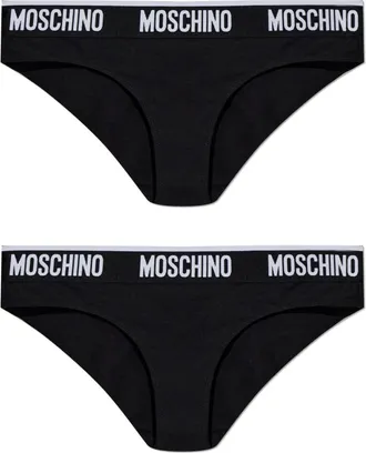 Moschino Femme, Sous-v&ecirc;tements, Noir, Taille: 38 FR Lot de deux slips en coton