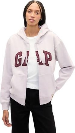 GAP Sweat &agrave; capuche zipp&eacute; avec logo pour femme, Fog II, X-Small