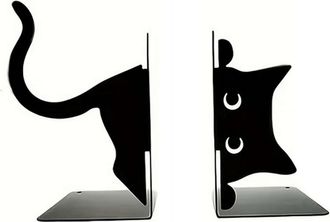 Generic Katze Metall Buchst&uuml;tzen - Dekorative Katze Silhouette Buch Organizer f&uuml;r B&uuml;ro, Wohnzimmer & Zuhause, Heavy Duty Metall Buchhalter (1 St&uuml;ck) (Stil A)