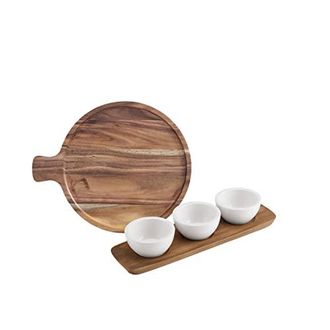 Villeroy & Boch Artesano Antipasti Geschirr Set aus Porzellan und Holz, 5tlg., Tafelservice f&uuml;r Tapas und Fingerfood