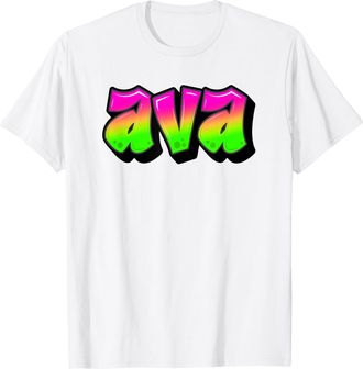 BDAZ AVA Graffiti Personalisierter Name Gr&uuml;n Rosa Frauen M&auml;dchen T-Shirt