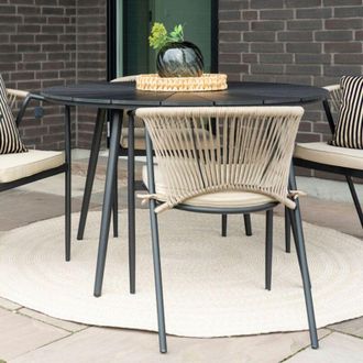 ebuy24 Ebuy24 - Table de jardin ronde 120x120x74 cm en composite noir et aluminium