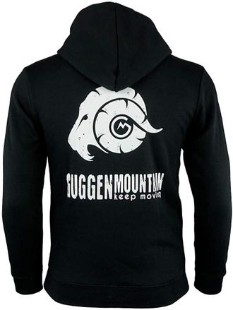 Guggen Mountain Herren Wanderkapuzenpullover H06 mit Rei&szlig;verschluss und Logodetail - Schwarz