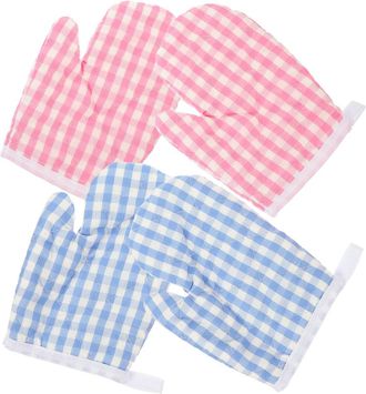 Cabilock 4 St&uuml;ck Isolationshandschuhe K&uuml;chenhandschuh F&uuml;r Kinder Grillhandschuhe F&uuml;r Die K&uuml;che Isolierte Handschuhe Aus Baumwolle Backhandschuh Miniatur D&auml;mmpl