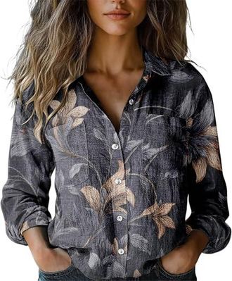 Generic Chemises occidentales pour femmes, chemises à manches longues pour femmes, chemises boutonnées décontractées, rétro, hauts à bulles, chemisier pour fe