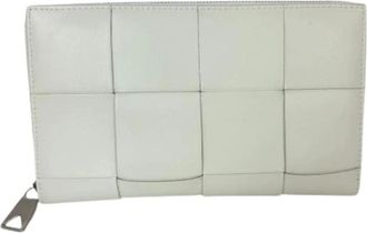 Bottega Veneta Portefeuille zipp&eacute; Cassette Intrecciato Pre-owned - Femme - Pre-owned - Blanc - Taille: ONE Size