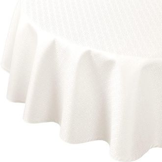 Curt Bauer Tischtuch Damast Dessin 3947 RIGA Farbe offwhite-3838 Gr&ouml;&szlig;e oval 160x220 cm Rauten-Netz-Musterung Matt-/Glanzeffekten luxuri&ouml;s Eyecatcher Ziersaum