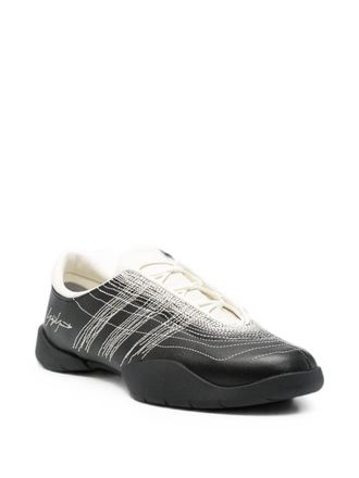 Yohji Yamamoto Embroidered Lace-Up Sneakers - Black