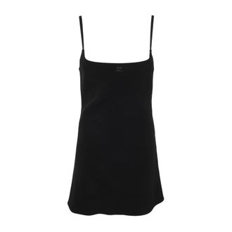 Courr&egrave;ges A-Linien-Kreppkleid - - Tops - Damen - Schwarzk - S