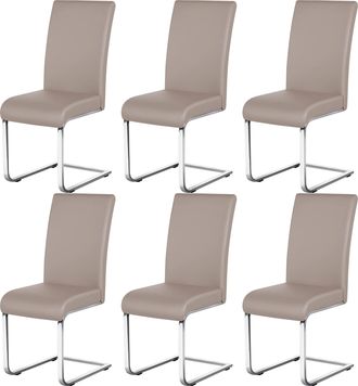 Yaheetech 6er Set Esszimmerst&uuml;hle Wohnzimmerstuhl K&uuml;chenstuhl Schwingstuhl, Belastbarkeit 135 kg Hellbraun