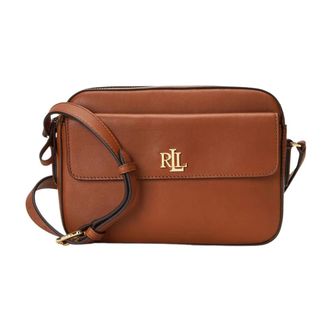 Ralph Lauren Goldenes Logo Leder Crossbody Tasche - - Bags - Damen - Braun - ONE SIZE