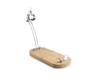 Ibili Support &agrave; jambon pliable + rotatif ma&icirc;tre, acier inoxydable + bambou, 48 x 18,5 cm, Marron