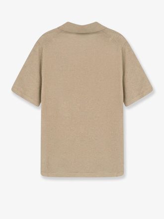 Alpha Studio Mens Polo Shirt Linen-Cotton Beige T-shirts And Polos