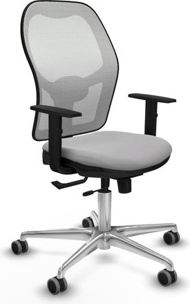 Piqueras y Crespo Schreibtischstuhl in Grau und Wei&szlig;, mit 1D-Armlehnen, h&ouml;henverstellbare Lendenwirbelst&uuml;tze, ausgestattet mit Syncro/Traslack und injiziertem Schaumsto