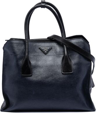 Prada Blue Glace Calf Satchel