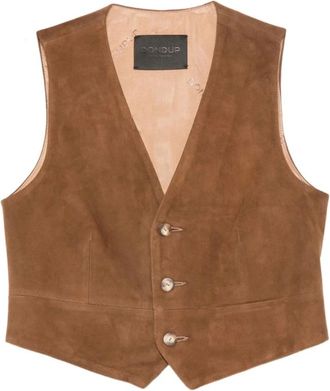 Dondup Femme, Vestes, Brun, Taille: 42 FR Gilet en daim ajust&eacute;