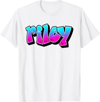 BDAZ Riley Graffiti Personalisierter Name Blau Rosa Frauen M&auml;dchen T-Shirt
