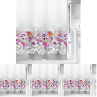Spirella Anti-Schimmel Duschvorhang Abella Blumen Anti-Bakteriell, waschbar, wasserdicht Polyester 180x200cm (Packung mit 4)