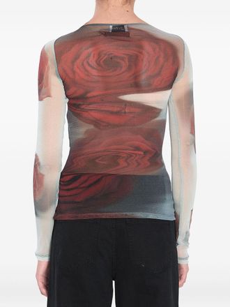 Jean Paul Gaultier Blurry Roses Tulle Blouse - White