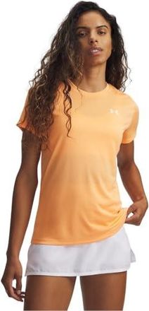 Under Armour T-shirt Tech &agrave; manches courtes pour femme, (870) Bloc orange/blanc, Taille XS