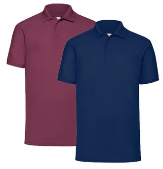 Fruit Of The Loom kurz&auml;rmliges Polo-Shirt f&uuml;r Herren M L XL XXL 3XL 4XL 5XL auch Farbsets, 1x Burgund + 1x Navy + 1HL Kauf Notizblock, XXL