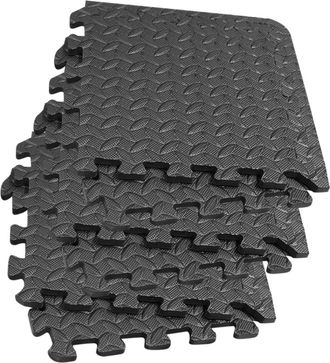 Milisten 8 St&uuml;ck Teiliges Eva Blattmuster Bodenschutzmatten rutschfeste D&auml;mpfende Puzzle Fliesen f&uuml;r Fitnessstudio Yoga Wohnzimmer Strapazierf&auml;hige Schwarze Bo