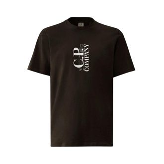 C.P. Company 30/1 Jersey Vertical Logo T-Shirt - - Tops - Herren - Schwarzk - L