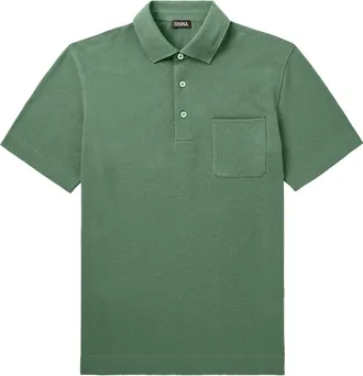 Ermenegildo Zegna Cotton Piqu&eacute; Polo Shirt - Green