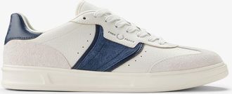 Fred Perry B4 Strukturierte Leder/Velours Herren Porzellan/Blaue Sneaker