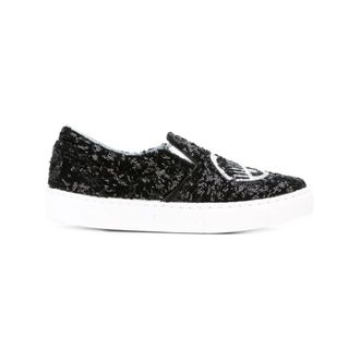 Chiara Ferragni Schwarze Pailletten Slip-On Sneakers - - Shoes - Damen - Schwarzk - 37 EU