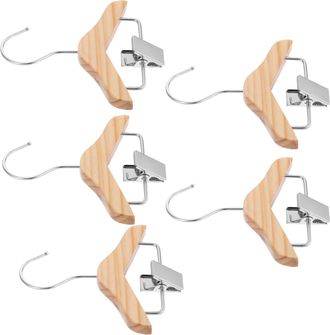 Lurrose 5 Stück Teiliges Kinderkleiderbügel aus Massivem Holz mit Hosenclip Platzsparende Mini kleiderbügel für Jungen und Mädchen Glatte Oberfläche Robuste H