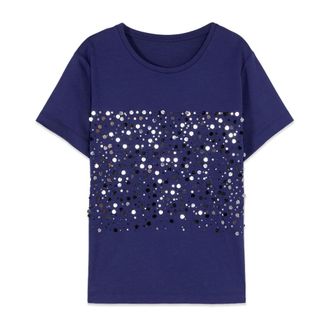 Oltre Femme, Tops, Bleu, Taille: 38 FR T-shirt &agrave; sequins